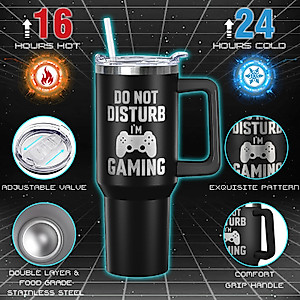 puhnhsv 40 oz Gaming Tumbler With Handle and Straw, 30oz Insulated Stainless Gaming Tumbler Coffee Travel Mugs Cup Water Bottle Game Lovers Gifts for Men Boys