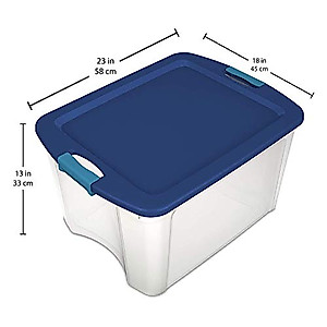 Sterilite True Blue 72 Qt./18 Gal. Latching Storage Bin with Clear Base