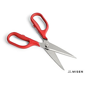 Misen Kitchen Scissors - Multipurpose Kitchen Shears - Heavy Duty Food Scissors - Dishwasher Safe Meat Scissors, Red