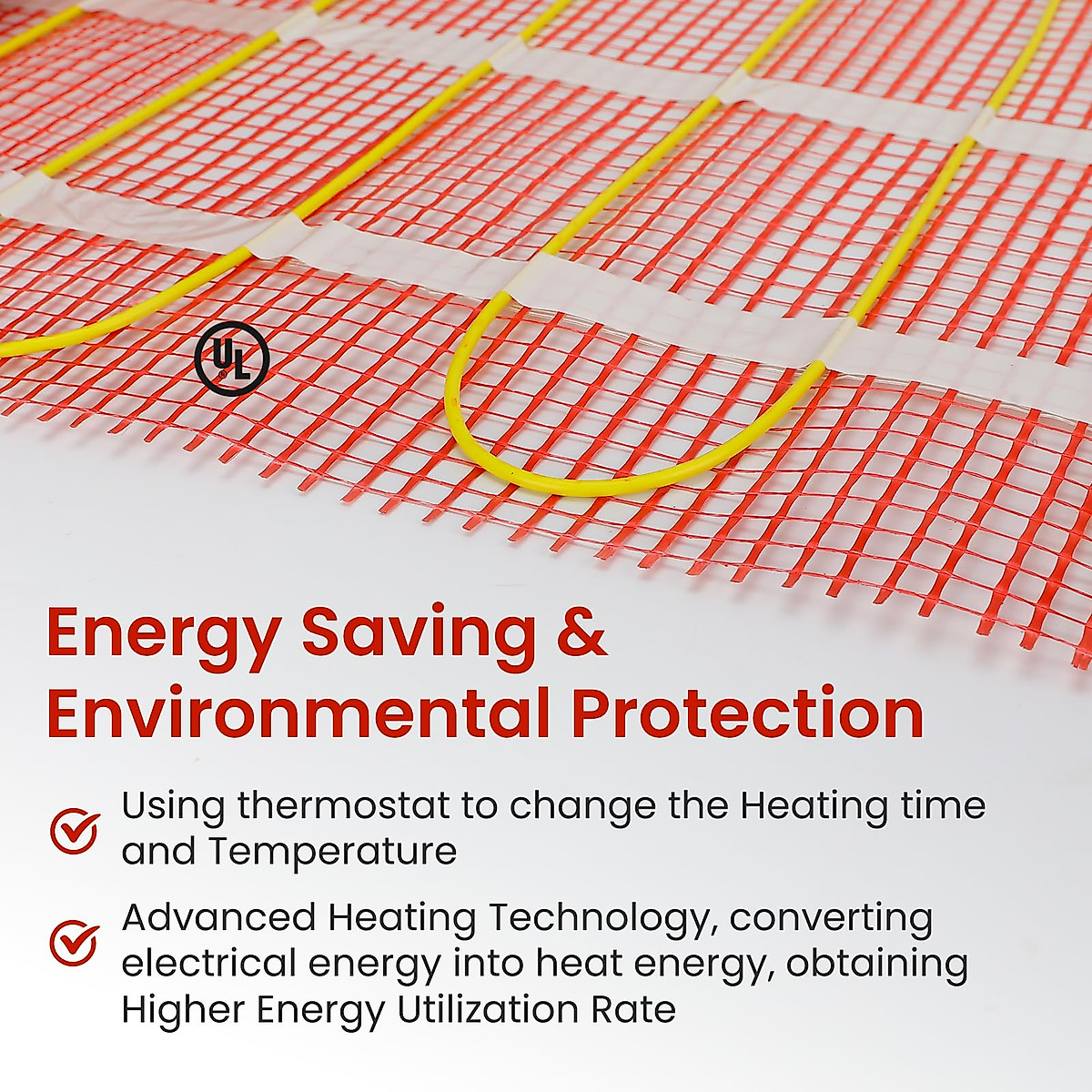 40 sqft HEATIT Warmmat Electric Radiant Self-adhesive Floor Heat Heating System & ET-7A Thermostat & Alarm Monitor