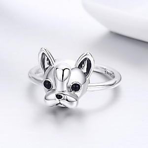 Presentski French Bulldog Ring Made of Silver S925 Band for Women