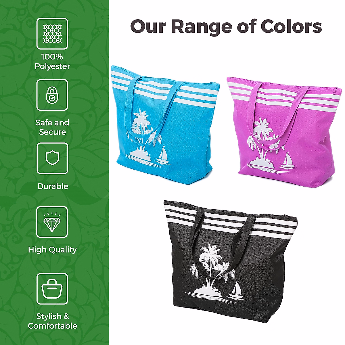 AIREE FAIREE Beach Bag - Beach Bags for Women - Large Waterproof Beach Bag with Zipper and Internal Zipped Pockets - Cute Design