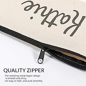 AIPNIS Personalized Name Canvas Zipper Pouch,Custom Craft Bag Canvas Pen Case Makeup Bags,Canvas Pencil Bag Cotton Canvas Cosmetic Bag Multi-Purpose Travel Cosmetic Bag