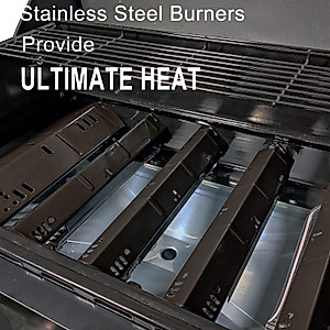 Uniflasy Grill Parts for Dyna-Glo DGH485CRP, DGH474CRP DGH450CRP,Grill Replacement Part Kit for Dyna-Glo 3/4/5 Burner Grill,Porcelain Steel Grill Heat Plate, Stainless Steel Burner Tube,Cooking Grates