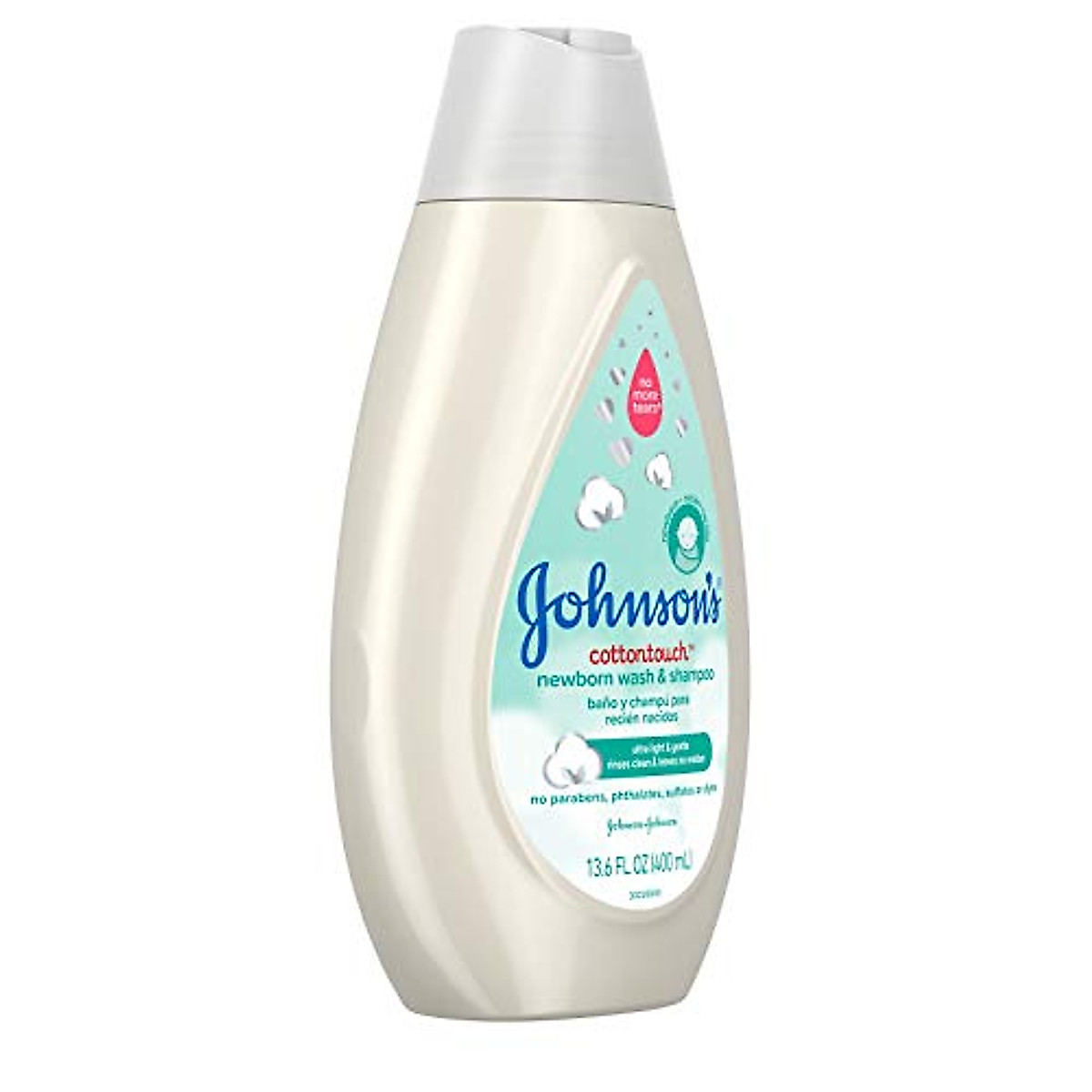 Johnson's CottonTouch Newborn Baby Wash & Shampoo with No More Tears, Sulfate-, Paraben- Free for Sensitive Skin, Made with Real Cotton, Gently Washes Away Dirt & Germs, 13.6 fl. oz, Pack of 3