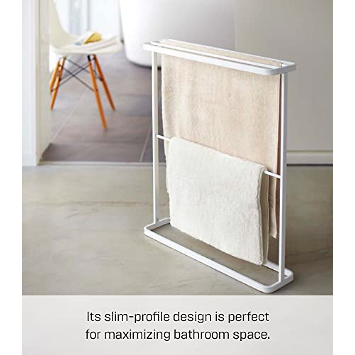 Yamazaki Home Bath Towel Hanger - Bathroom Organizer Storage Holder Dry Rack, Steel, Water Resistant