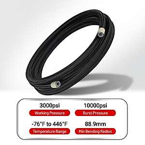 EVIL ENERGY 6AN 3/8" PTFE LS Swap EFI Fuel Line Fitting Kit, E85 Nylon Braided Fuel Hose 25FT