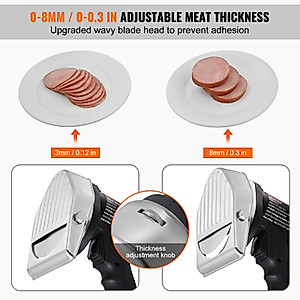 VEVOR Electric Shawarma Knife,Professional Turkish Kebab Knife, Commercial Stainless Steel Gyro Cutter, Doner Kebab Meat Slicer with 2 Blades, Φ4/100mm Blade Diameter, 0-8mm Adjustable Thickness
