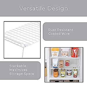 Smart Design Stacking Cabinet Shelf Rack - Set of 6 - Extra Large 22 x 10 Inch - Steel Metal Wire - Cupboard, Plate, Dish, Counter and Pantry Organizer Organization - Kitchen - White