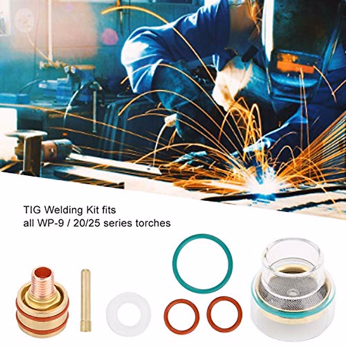 TFM53NCN TIG Welding Kit TIG Torch Welding Torch Glass Cup Collet for WP9 WP20 TIG Welding Equipment(2.4mm)