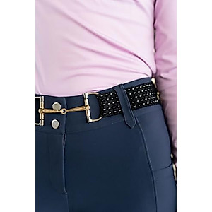 FREE RIDE EQUESTRIAN Belts, Horseback Riding Belts for Women, Stretchable And Comfortable Waist Belt (Black Glitter Bit belt)