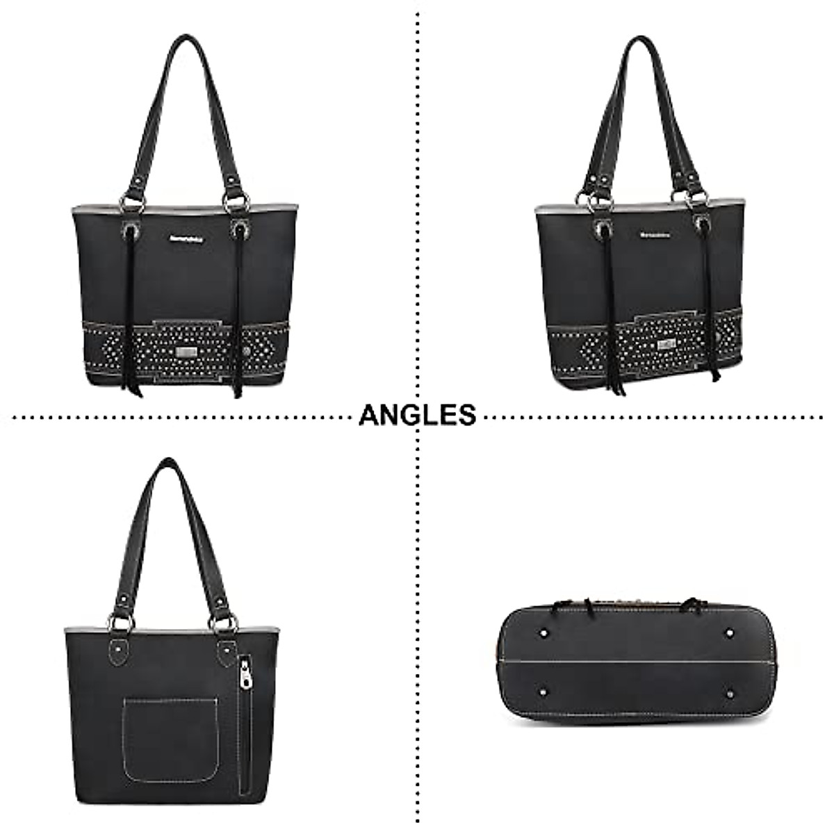 Fringe Purse Western Purses for Women Tote Bag Leather Bags Boho Shoulder Purse Hand Bags MBB-MW1113G-8317BK