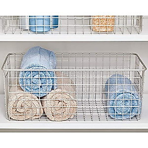 iDesign Classico Wire Storage Basket, Satin Silver, 16 x 9 x 6 Inch, 1 Piece