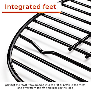 Oval Roasting Rack with Integrated Feet, Non-Stick Coating, Baking Rack Easy to Clean for Cooking, Roasting, Drying, Grilling 12×8.5 inches Black