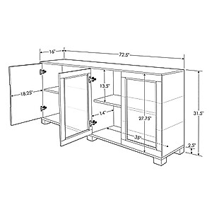 Zuri Furniture Hayes Modern Cabinet with Glass Doors - Black Oak
