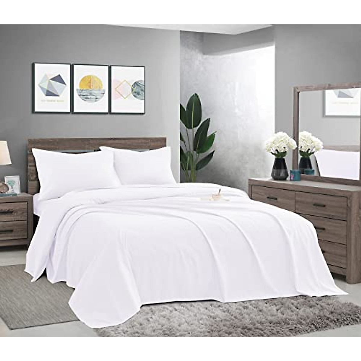 Ersmak Bright White Queen Sheets Set (4 Piece), Super Soft Brushed Microfiber Bed Sheets with 16 Inch Deep Pocket, Egyptian Quality Luxury Bedding Set