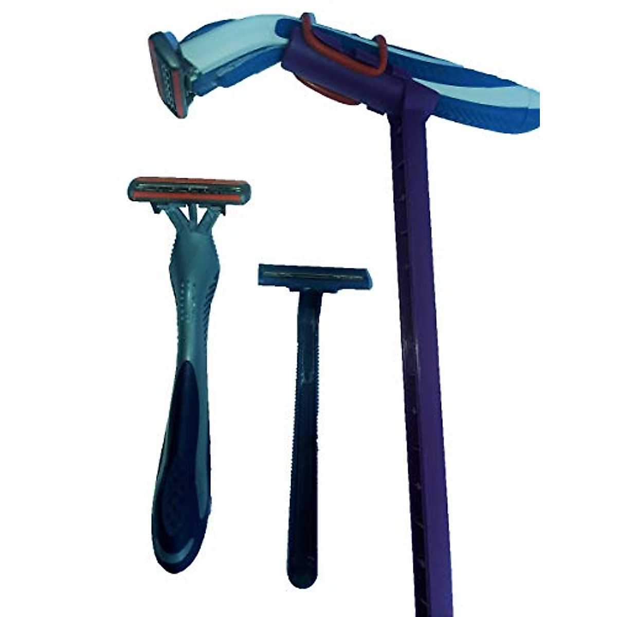 Razor Extender/Extension handle patented to hold multiple size or style razor. Made in USA. Good for limited mobility or during pregnancy.