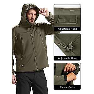 FREE SOLDIER Men's Outdoor Waterproof Soft Shell Hooded Military Tactical Jacket　(Green XX-Large/US)