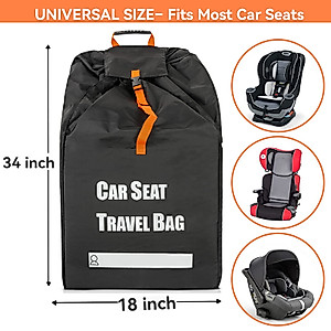 Car Seat Travel Bag for Airplane - Strong Car Seat Bag for Air Travel - Fordable Carseat Travel Bags Airport Backpack Gate Check Bag for Baby Car Seats, Fits Booster, Infant Carrier and Car Seat