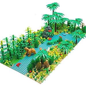 Forest Garden Building Sets Parts,Plants Trees Flowers Scenery Accessories Animals Building Bricks Toy Set for Boys Girls Kids 6+ Gifts(2 Pieces 10" Base Plates)
