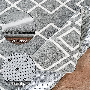 Toneed Geometric Rug for Living Room Bedroom, 5 x 7 Feet Gray Shag Moroccan Area Rug Soft Low Pile Rug Modern Indoor Carpet for Dorm Nursery Kids Room Home Decor