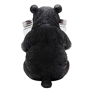Sitting Black Bear Salt and Pepper Set Holder, Rustic Décor, Shakers Included, 7 Inches