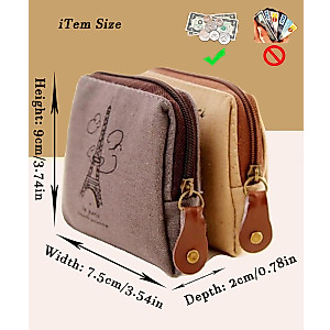 iToolai Canvas Coin Bags Women's Small Change Cash Purse Wallets (Set of 4, Paris)