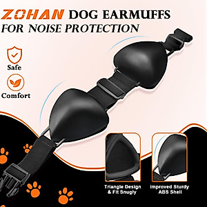 ZOHAN Dog Ear Muffs for Noise Protection, Comfort Dog Noise Cancelling Ear Muffs with Fast Snap Lock for Fireworks, Thunder, Vacuums(Black,S)