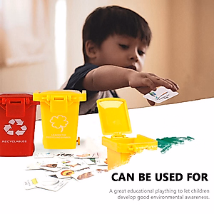 HANABASS Garbage Truck 12 Pcs Miniature Trash Trash Truck Garbage can Toy Recycle Toys Can， Garbage Truck Toy Garbage Cans