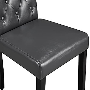 Yaheetech 6pcs Dining Chair with Solid Wood Legs Classic Style Chairs with PU Leather Cushion Padded Kitchen Chair Tall Back Living Room Chair, Gray