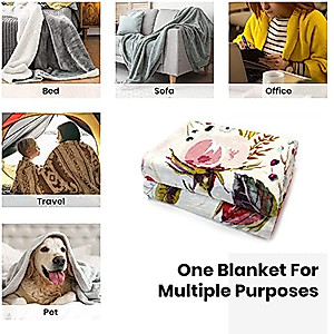 Tupmnbry Wildflowers Floral Throw Blanket Botanical Floral Printed Blanket Super Soft Flannel Throw Blanket Lightweight Fluffy Plush Fuzzy Bed Blanket for Bedding Sofa and Travel 60"X80"