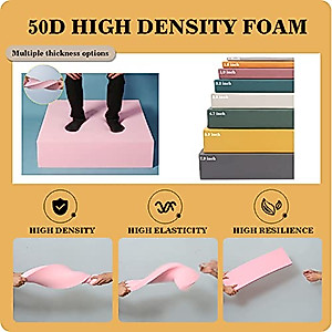 MIMENE Custom Size Bench Cushion,Window Seat Cushions Indoor, Bench Cushions for Indoor Furniture,50D High Elasticity Foam Bench Pads,with Non-Slip Bottom,for Outdoor Patio,Garden Bench mat
