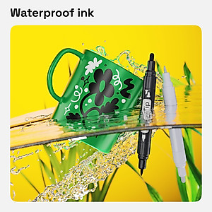 ARTISTRO 6 Black & White Permanent Markers, Metallic Paint Pen, Oil Based Paint Markers Dual Tip (0.7mm+3mm), Waterproof Paint Pens for Rock Painting, Ceramic, Glass, Wood, Tire, Fabric & More