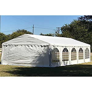 32'x16' PE Party Tent White - Heavy Duty Wedding Canopy Carport Shelter - with Storage Bags - By DELTA Canopies