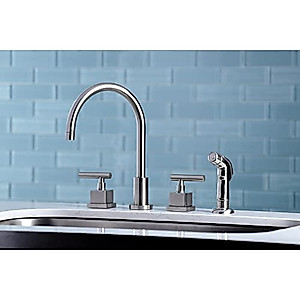 Kingston Brass KS8728CQL Claremont Widespread Kitchen Faucet with Plastic Sprayer, Brushed Nickel