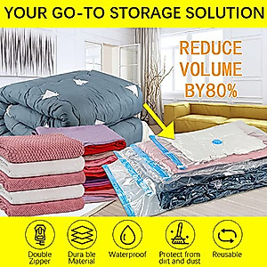 Vacuum Storage Bags with Electric Air Pump, 8 Pack Space Saver Bags (4 Jumbo/4 Large) Compression Storage Bags for Comforters and Blankets, Vacuum Sealer Bags for Clothes Storage, Silent electric pump