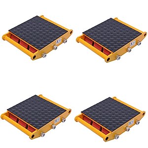 4 Pcs Heavy Duty Machine Dolly Skate Machinery Roller Mover 15t 33000lbs Capacity Cargo Trolley 9 rollen Skates Industrial Machinery Mover Rotating Roller All-steel Construction