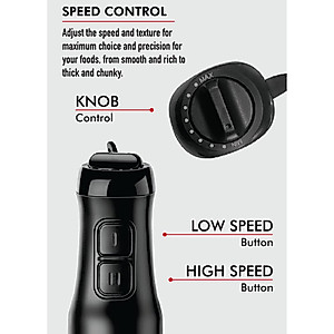 Lp Living Plus 4-in-1 Electric Hand Blender, Powerful 500W Stainless Steel Blender with Whisk, Chopper, Beaker, Easy to Clean, Advanced Noise Reduction