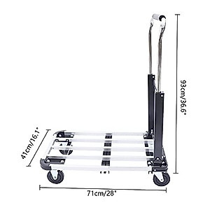 Foldable Platform Cart, 330 lbs Luggage Cart Folding Moving Dolly Luggage Trolley Push Hand Truck Telescopic Adjustment Trolley Rubber Wheel