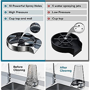 Faucet Metal Glass Rinser for Kitchen Sinks,360° Rotary Cup Washer,Kitchen Sink Accessories (Brush Nickel)