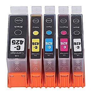 Inkjet Cartridge Replacement ABS Housing Ink Cartridge Accessories Multi Colors for PIXMA Hospital School Government (BK BK C M Y 5 Colors)