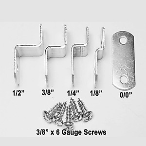 Offset Canvas Clips for Picture Framing Assorted Small Sizes, 10 Each 0/0", 1/8", 1/4" 3/8" 1/2", 10 Pieces Each Size Packed with 100 Screws