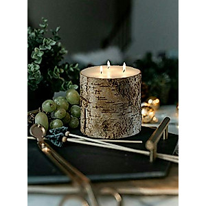 Serene Spaces Living Birch Bark Candle – Pillar Style Candle Brings Nature Indoors, Ideal for Weddings, Parties, Events, Restaurants, Home Decor, 6" in Diameter & 6" Tall