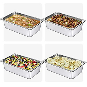 HVUE Upgrade Set of 6 Hotel Pan 6 inch Deep Steam Table Pan Full Size 20x12x6 Inch Stainless Steel Anti Jam Steam Table Pan Hotel Pan for Hotels Restaurant(6 PCS 20x12x6in)