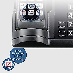 Panasonic Cordless Phone System with Answering Machine, One-Touch Call Block, Enhanced Noise Reduction, Talking Caller ID and Intercom Voice Paging - 4 Handsets - KX-TGF544B (Black)