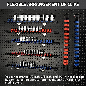 Reniteco Socket Organizer Drive ABS Tools-Socket Holder, Premium Quality 9 Pieces Holders Kit 1/4-Inch x 48 Clips, 3/8-Inch x 45 Clips, 1/2-Inch x 36 Clips