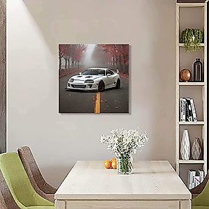LINKING Car Poster JDM Supra MK4 Canvas Art Wall Prints Room Decor Posters for Bedroom Painting for Home Decoration 16x16inchs