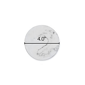 Essentra Home Set of 6 White Marble Coasters for Drinks, Soft Felt Bottom Protects Your Furniture from Scratches, Absorbent 4 Inch Coasters