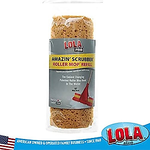 Lola Products Pro Amazin' Scrubber Roller Mop Refill, Polyurethane Foam Sponge, Floor, and Deck Scrubber, Perfect for Vinyl, Tile, Marble, and Ceramic Floors - 1 CT