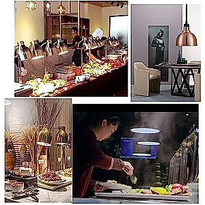 LINKANRUO Heat Lamp Food Warmer Kitchen Heat Lamp, Hotel Kitchen, Cafeterias Food Heat Lamp Food Heat Reference Table Lamp Display Stand Lamp Hood Cutting Lamp Lamps(Bronze,Double Head)